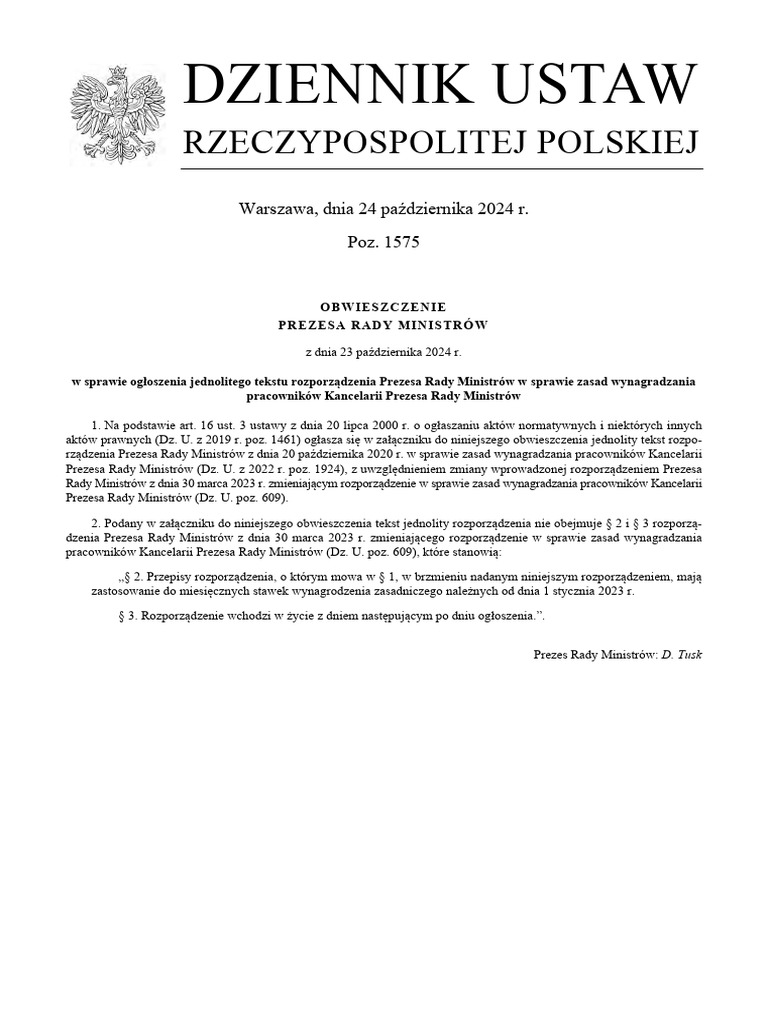 Dziennik Ustaw: Rzeczypospolitej Polskiej | PDF