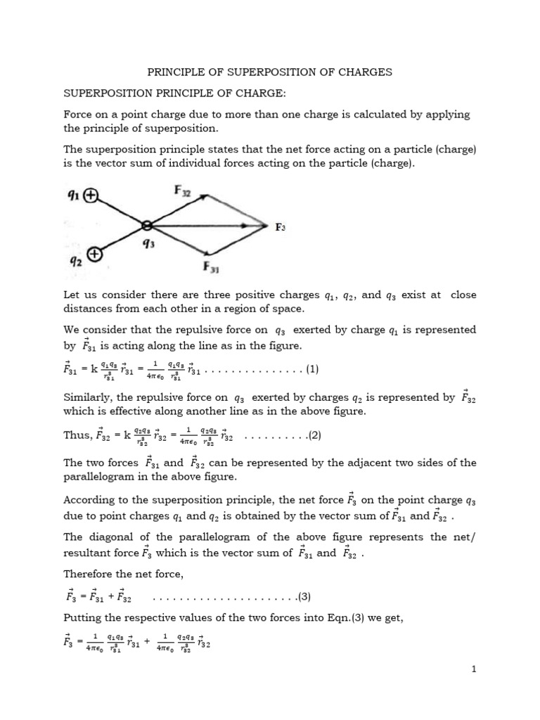 SUPERPOSITION Principle CHARGE NEW Lecture PDF | PDF | Force ...