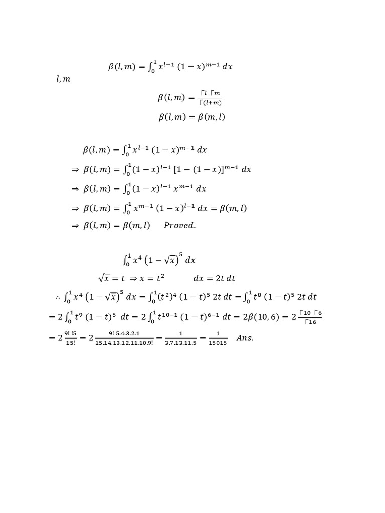 Beta Function Pdf Special Functions Mathematical Analysis