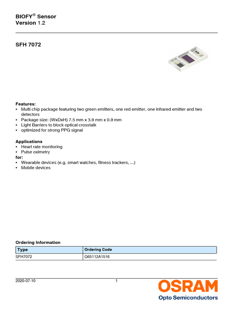 SFH 7072_EN | PDF | Infrared | Cathode