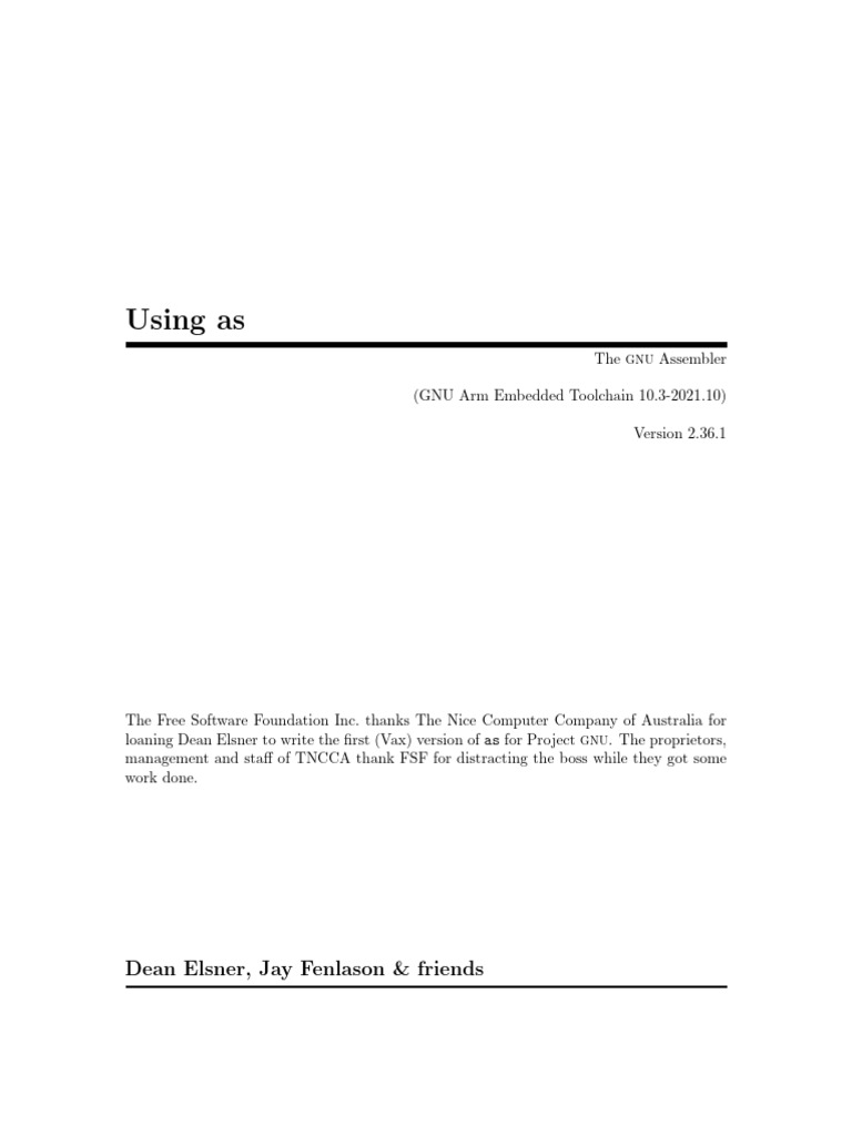 Using the as tool in the GNU Arm Embedded Toolchain | PDF | Gnu | Free Software