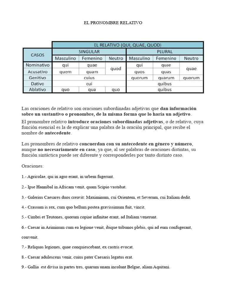 Pronombres y Oraciones de Relativo | PDF