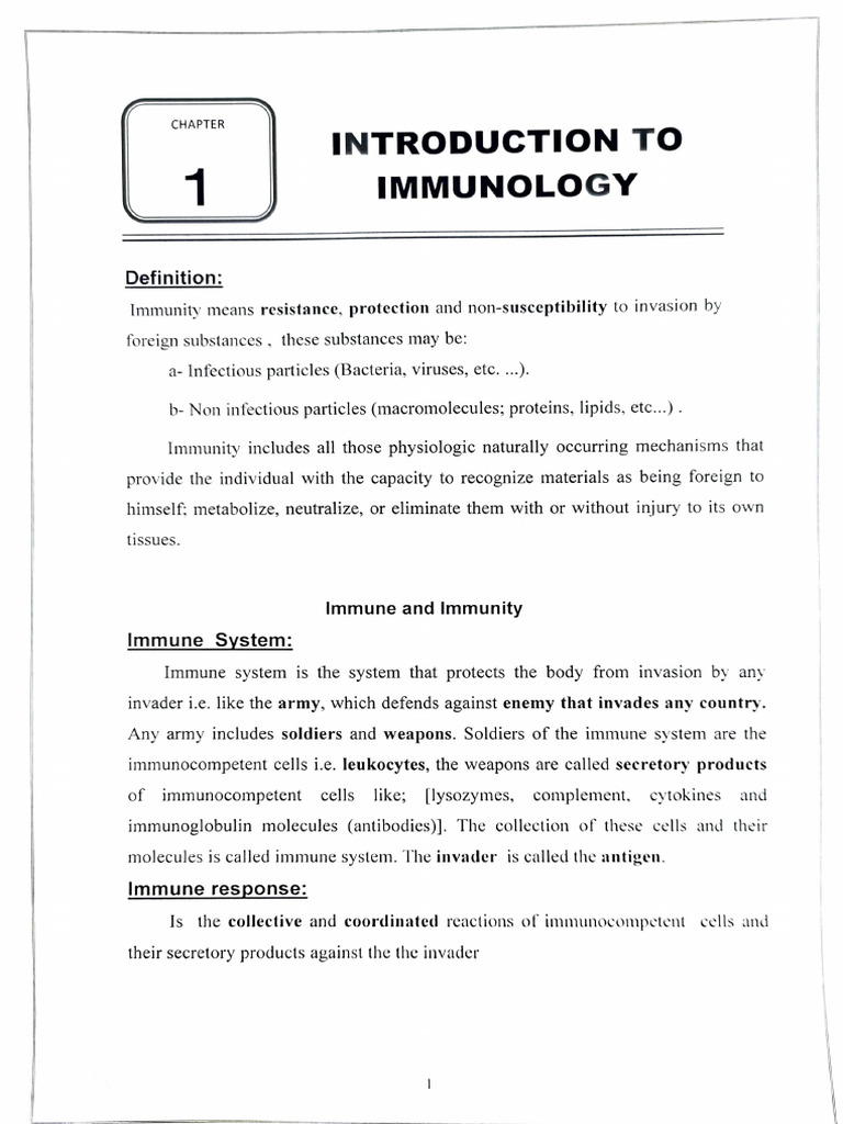 Immunology Lec 1 | PDF