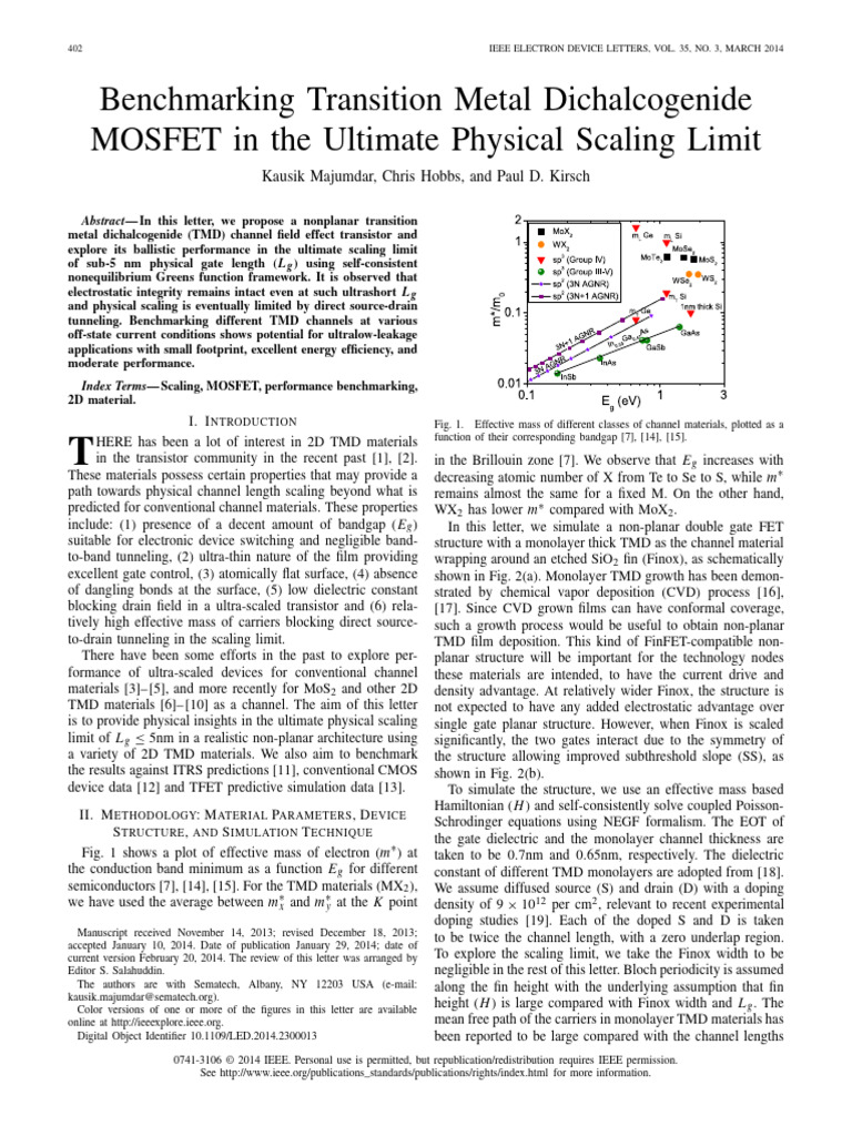 Benchmarking Transition Metal Dichalcogenide MOSFET in the Ultimate Physical Scaling Limit | PDF ...