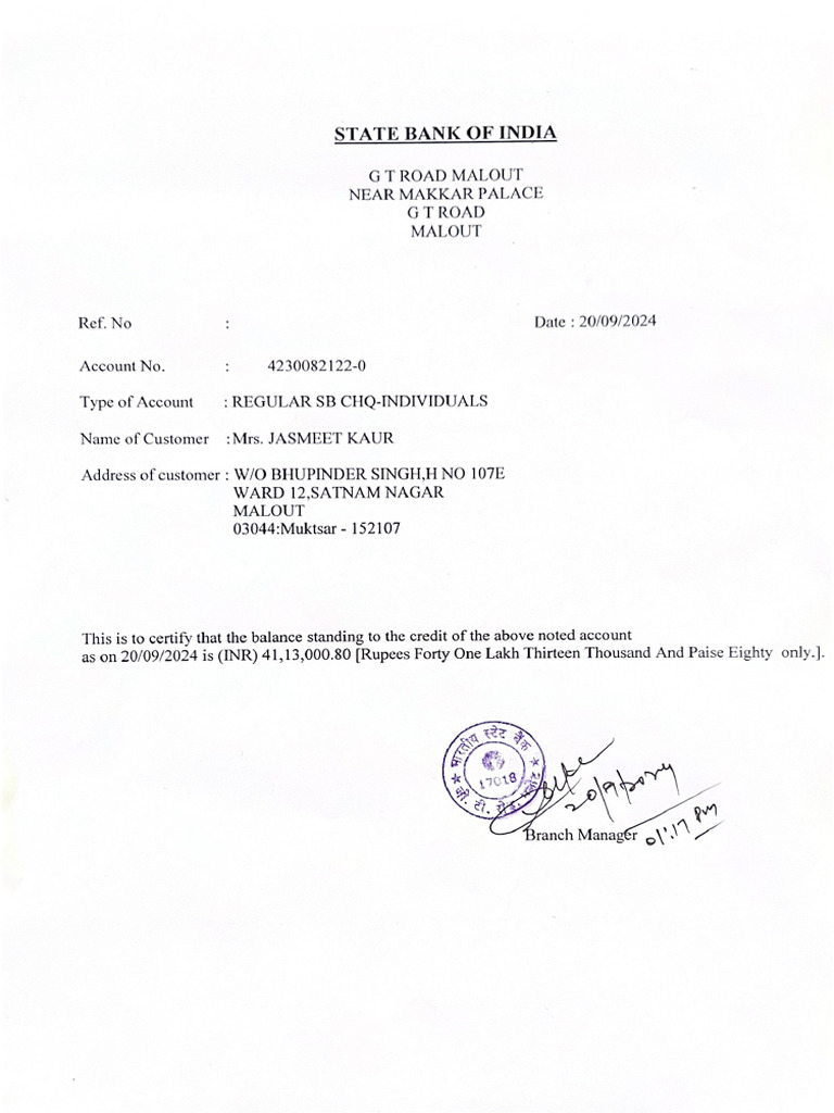 Blanace Certificate 2009 | PDF