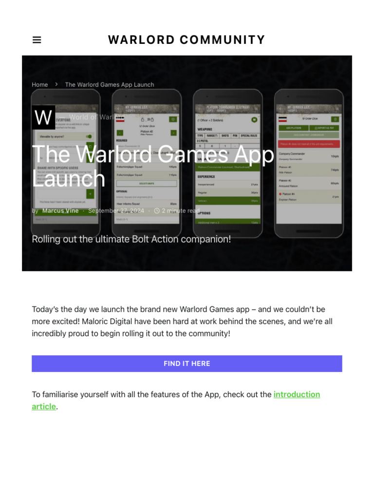 The Warlord Games App Launch - Warlord Community | PDF | Mobile App | Ios