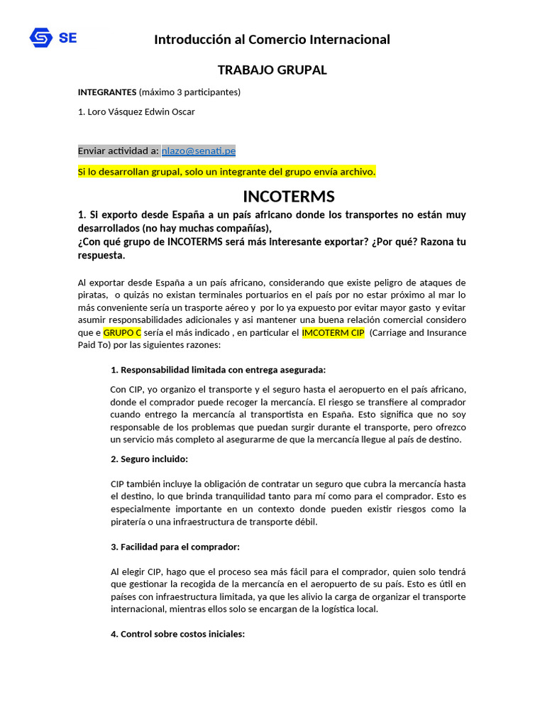 Trabajo Grupal 10 | PDF | Comercio | Business