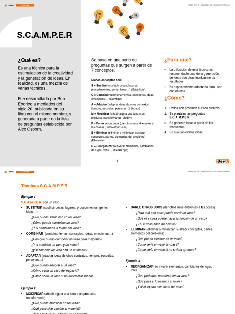 DINÁMICA SCAMPER | PDF | Creatividad | Cognición