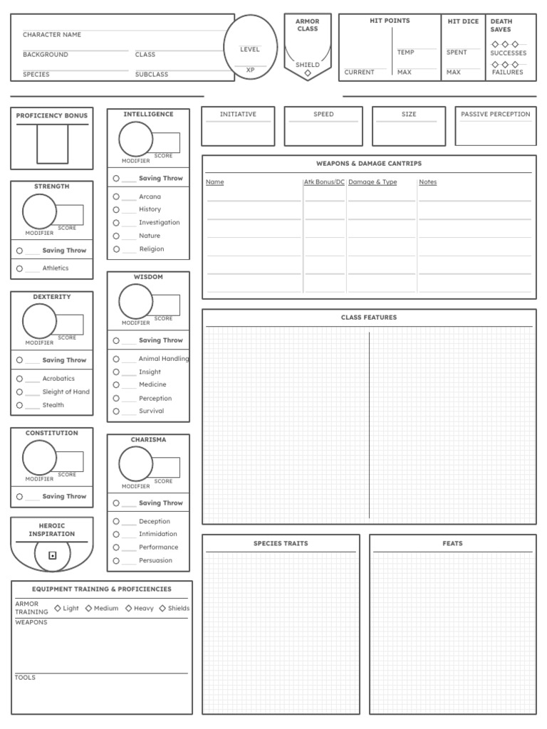 Character Sheet for Bard Class | PDF | Gaming | Tabletop Games