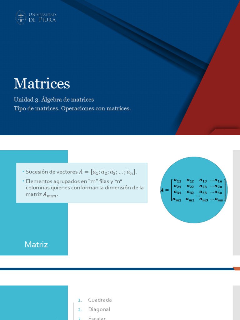 U3. Álgebra de matrices (parte 1) | PDF | Matriz (Matemáticas ...