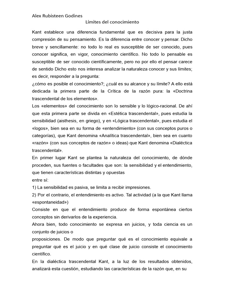 Tarea Rac | PDF | Immanuel Kant | Razón