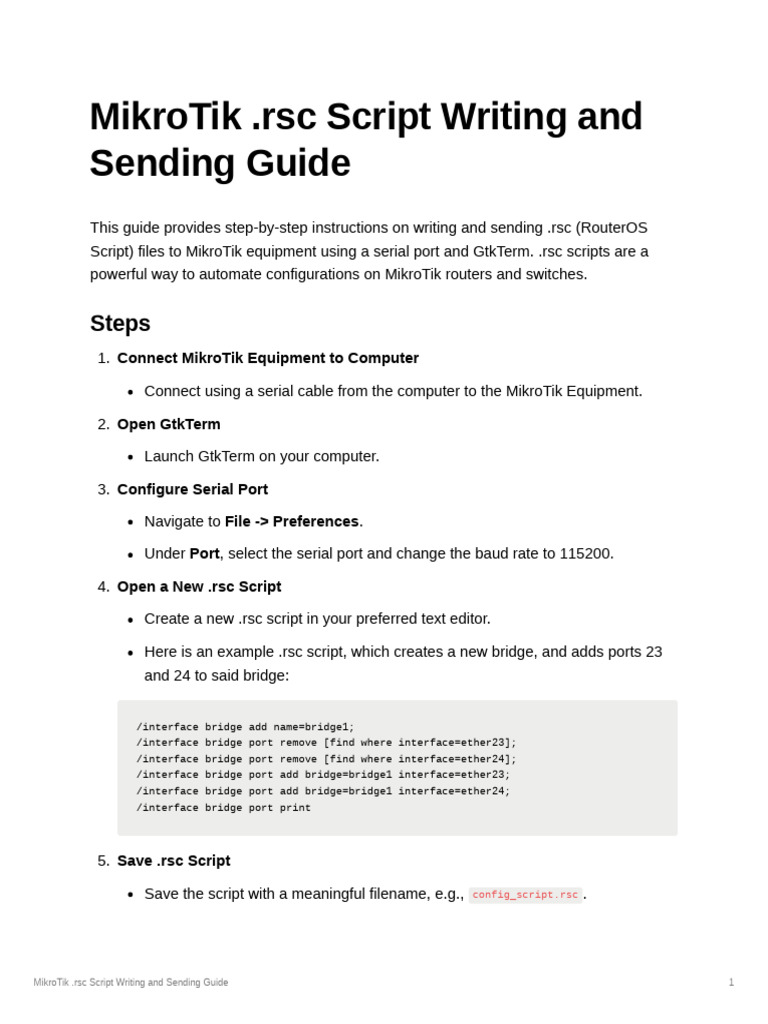 MikroTik Script Writing and Sending Guide | PDF | Software Engineering ...
