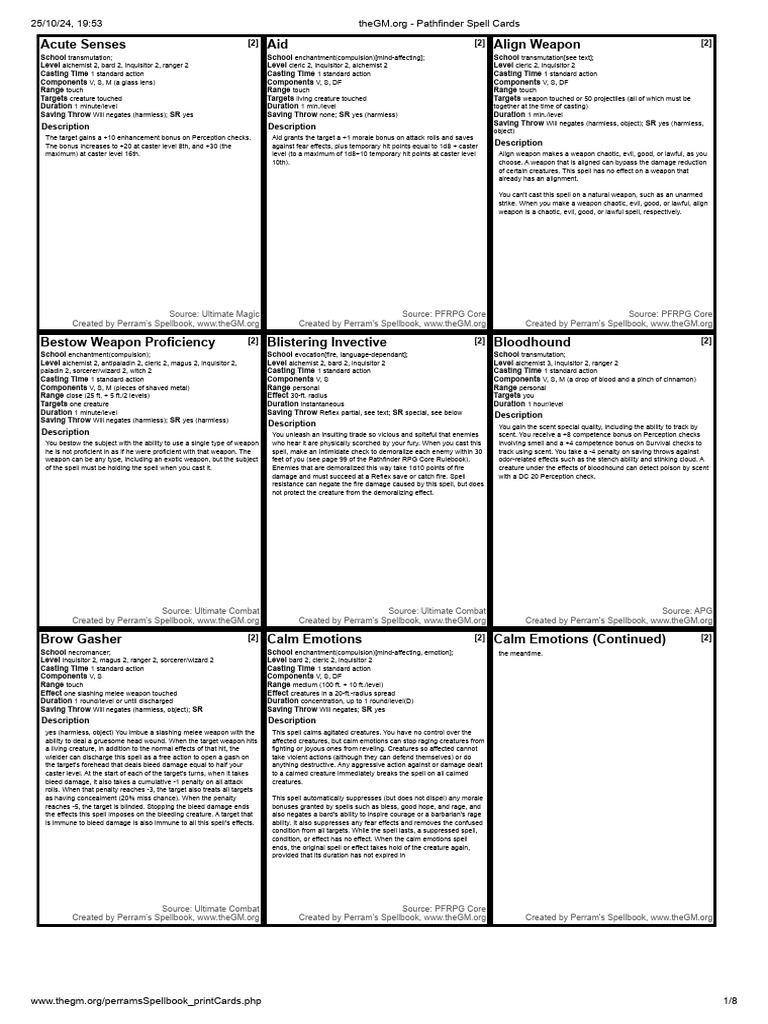 Inquisitor Spells 2 | PDF | Thought