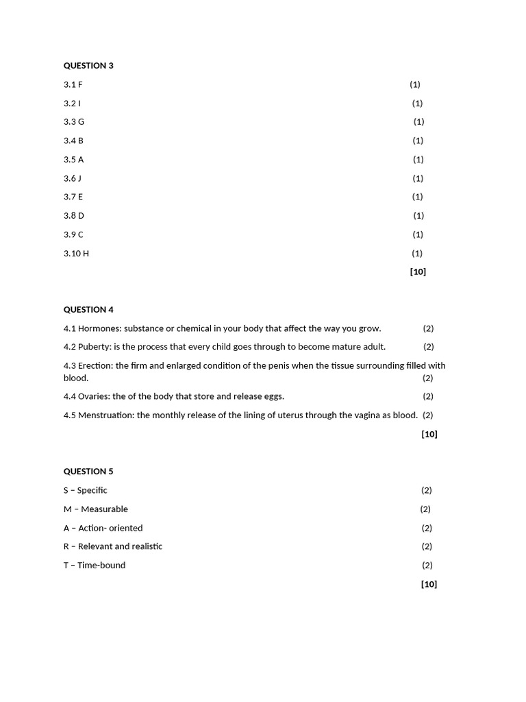 Grade 7 Life Orientation Exam Guide | PDF | Puberty | Reproduction