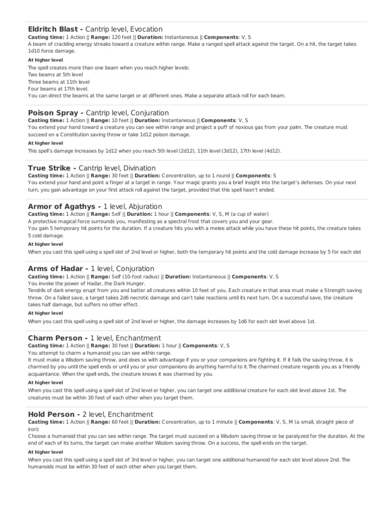 Spells for D&D Enthusiasts | PDF