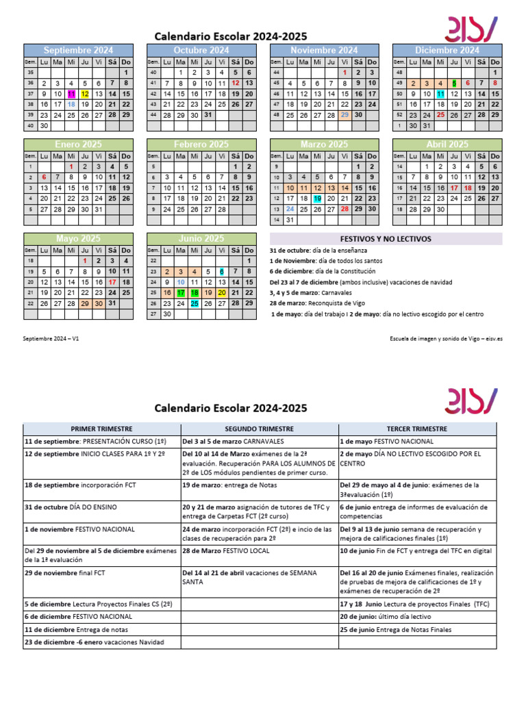 Calendario-Alumnos 24 25 V1 | PDF