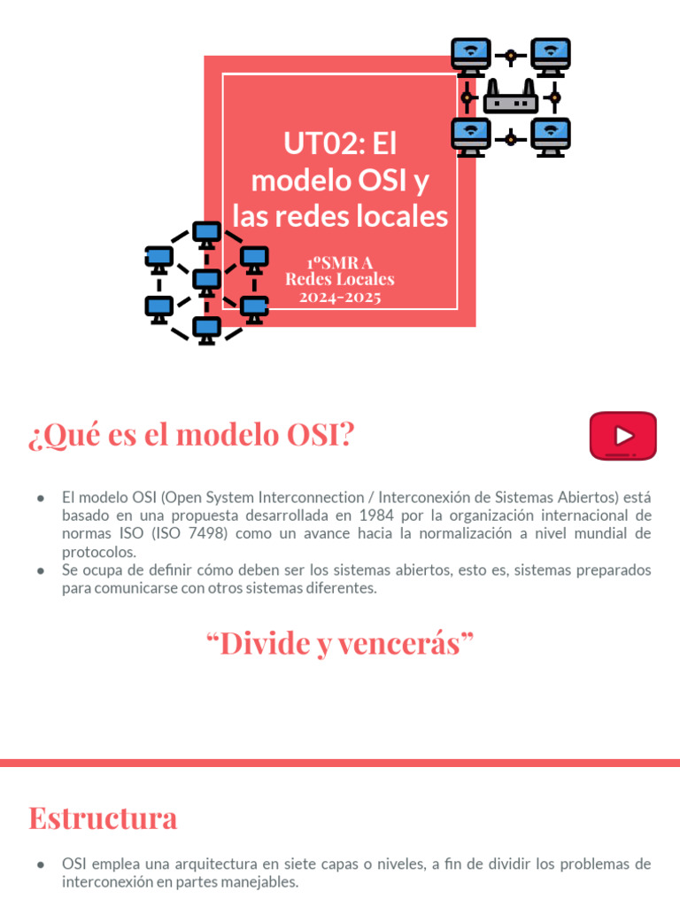 UT02 - El Modelo OSI y Las Redes Locales | PDF | Medio de transmision | Duplex (Telecomunicaciones)