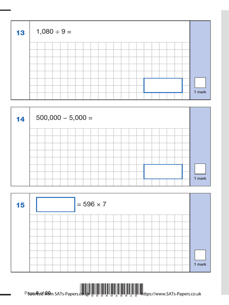 2022 KS2 Arithmetic SATs Paper | PDF | Mathematics | Arithmetic