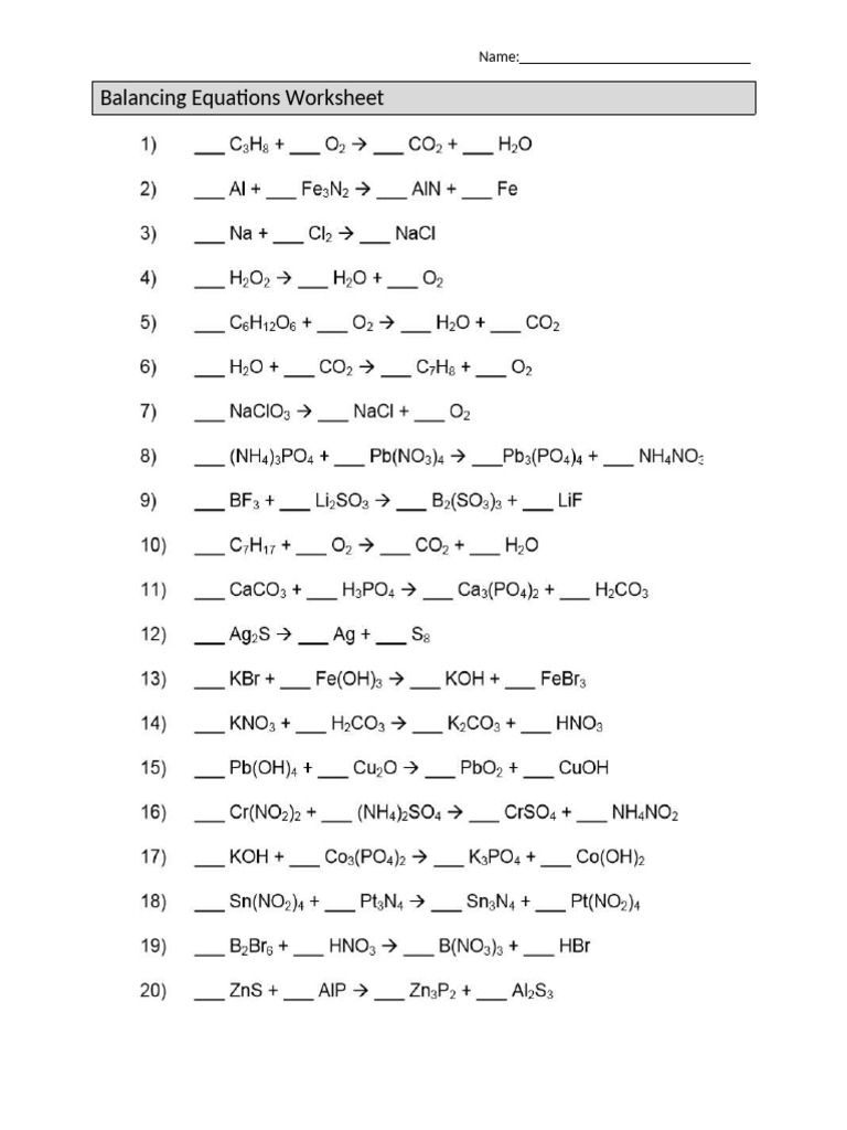 Balancing Equations 11 | PDF