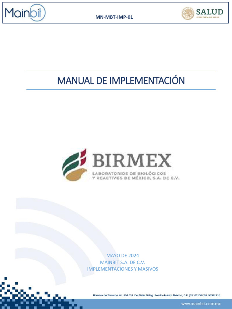 Manual Impl BIRMEX W11 | PDF | Botón (Computación) | Archivo de computadora