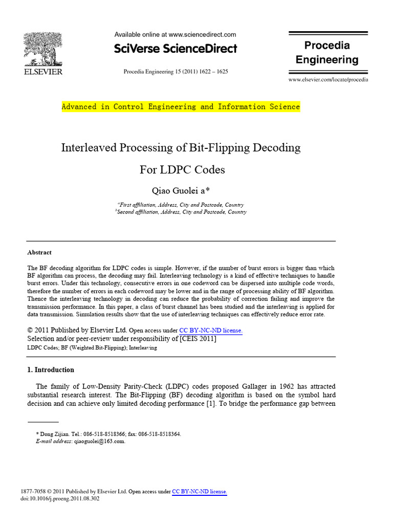 Interleaved Processing Of Bit Flipping Decoding Fo Pdf Low Density Parity Check Code Error