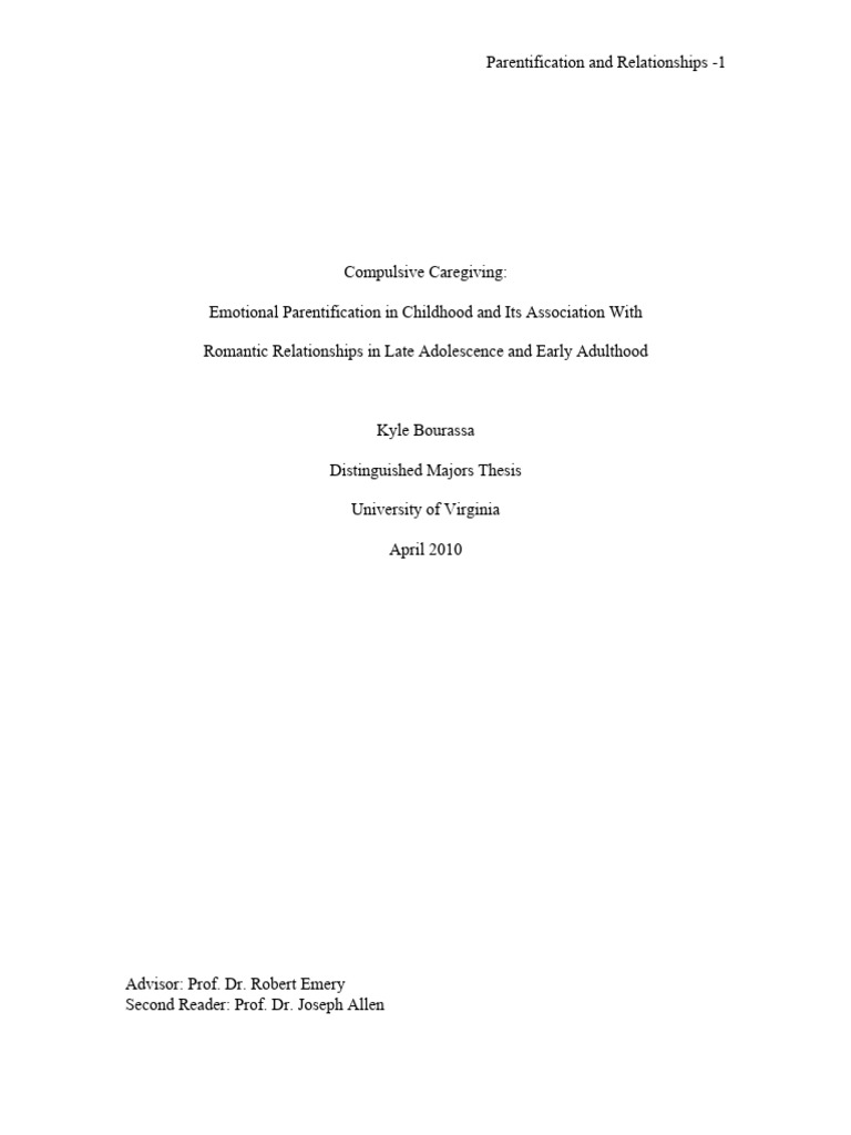 Compulsive Caregiving Emotional Parentification in | PDF | Attachment ...