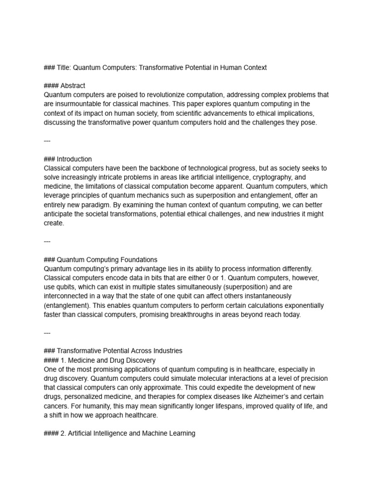 Quantum Computer | PDF | Quantum Computing | Artificial Intelligence