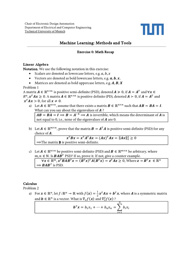 mathrecap_sol | PDF | Matrix (Mathematics) | Eigenvalues And Eigenvectors