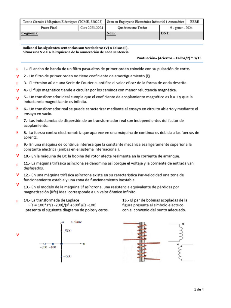 Prova Final T23 (Soluc) | PDF | Transformador | Red eléctrica