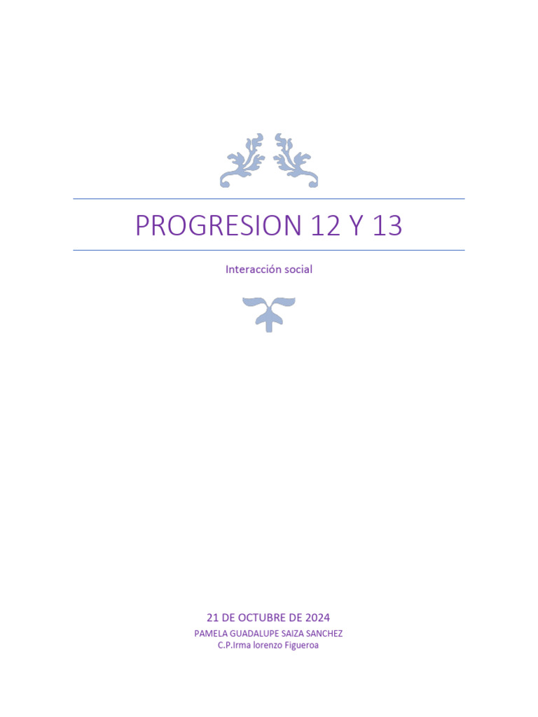 'Progresion 12 y 13 | PDF | Relaciones personales, crianza y desarrollo personal