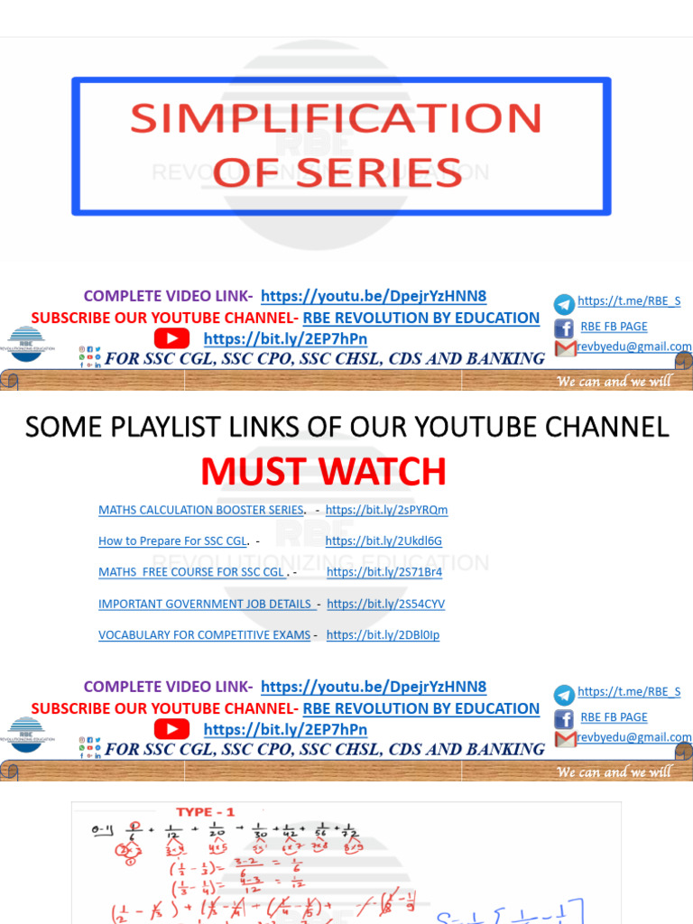 Simplification of Series Full Video | PDF | Qualifications | You Tube