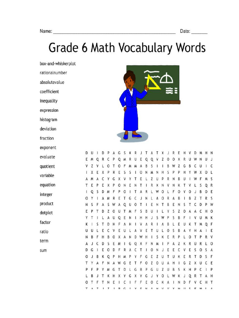 Math 6 Word Search Math | PDF