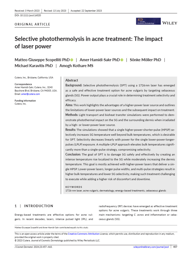 J of Cosmetic Dermatology - 2023 - Scopelliti - Selective ...