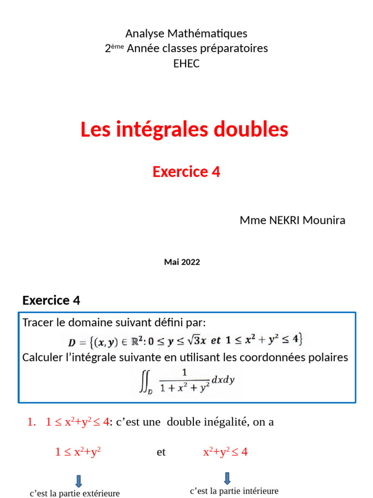 Les Intégrales Doubles: Exercice 4 | PDF