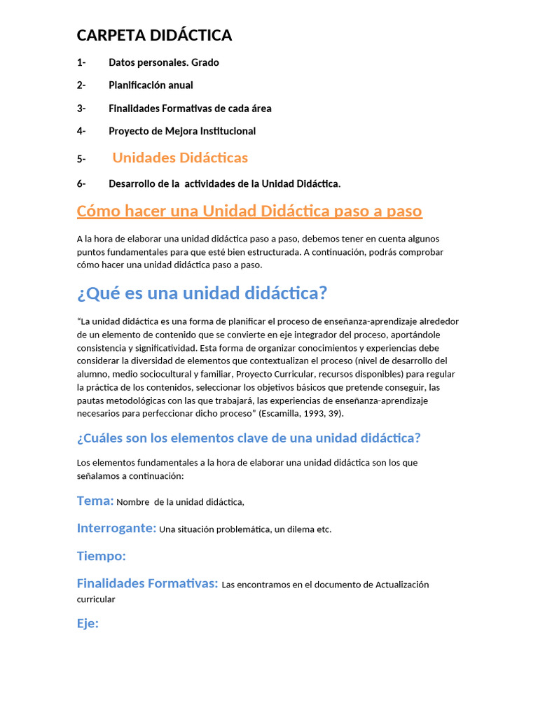 Unidad Didáctica Paso A Paso | PDF | Evaluación | Enseñando