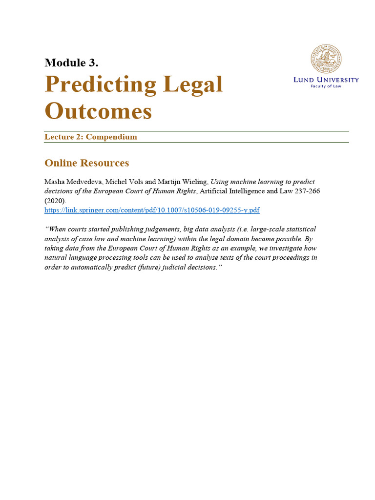 Lecture 2 - Predicting Legal Outcomes | PDF
