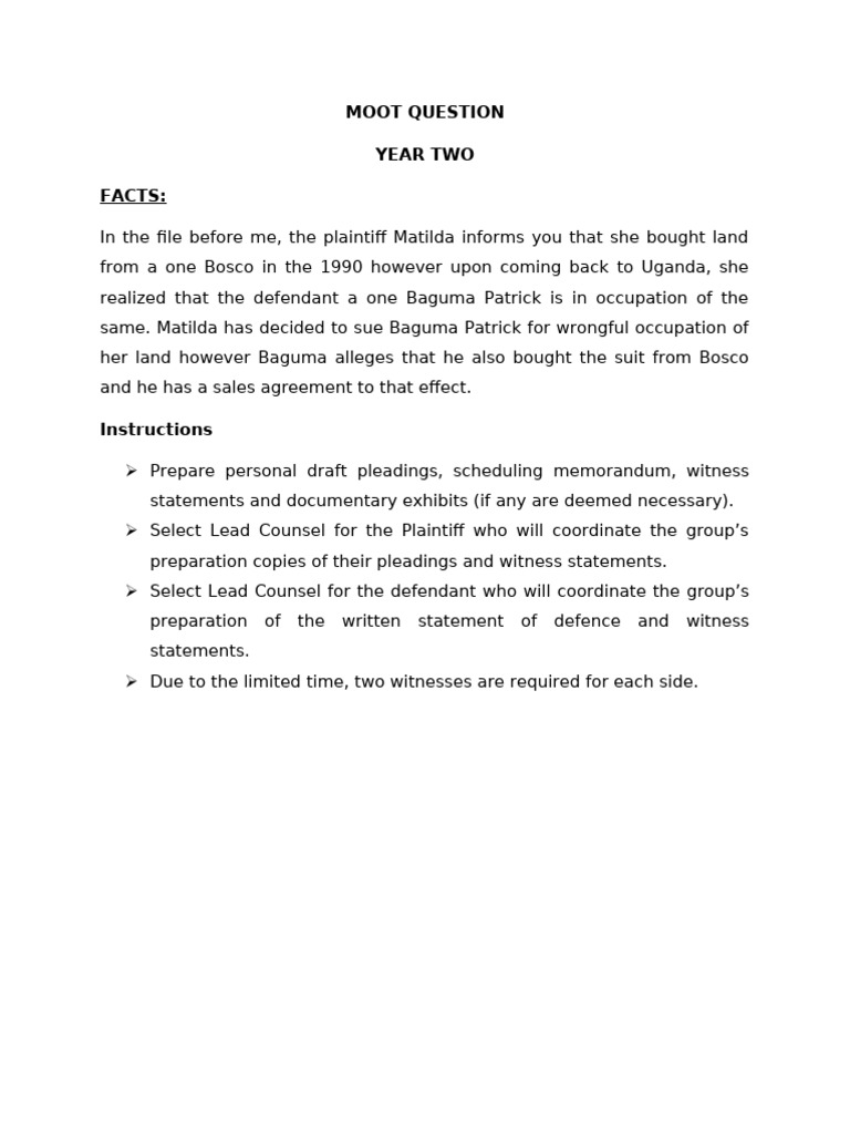 Moot Question - Year Two-1 | PDF | Politics | Social Science