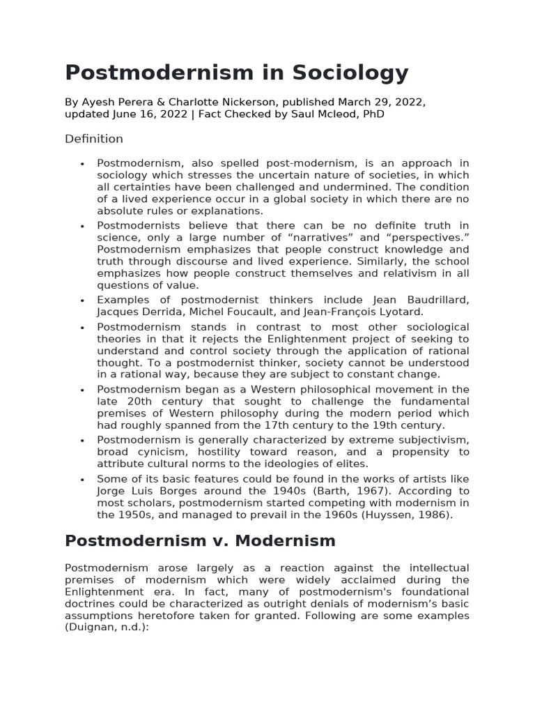 PostModernism and facts | PDF | Postmodernism | Relativism