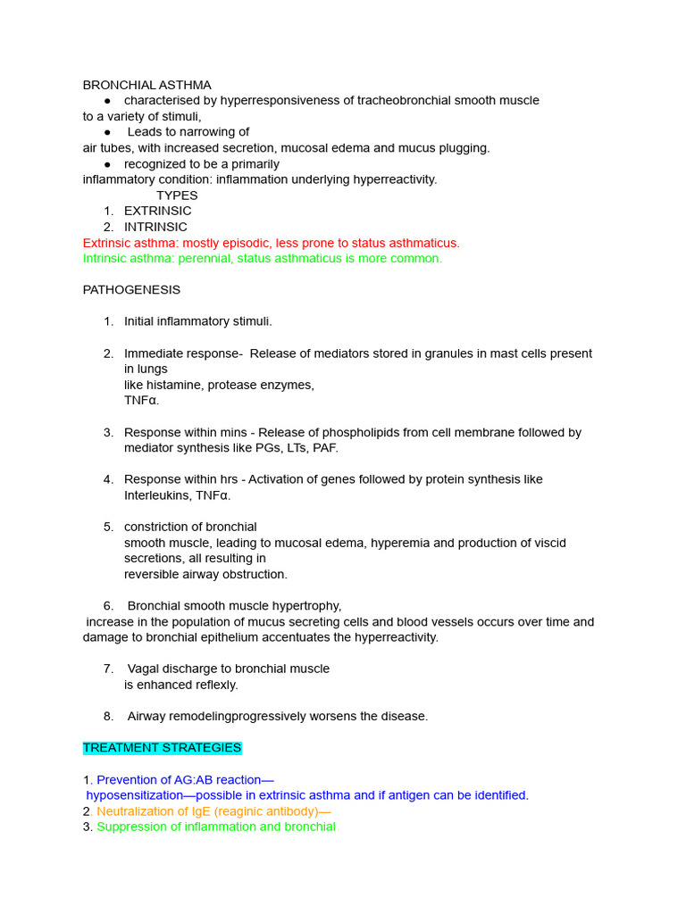 Understanding Bronchial Asthma: Types, Causes, and Treatments | PDF ...