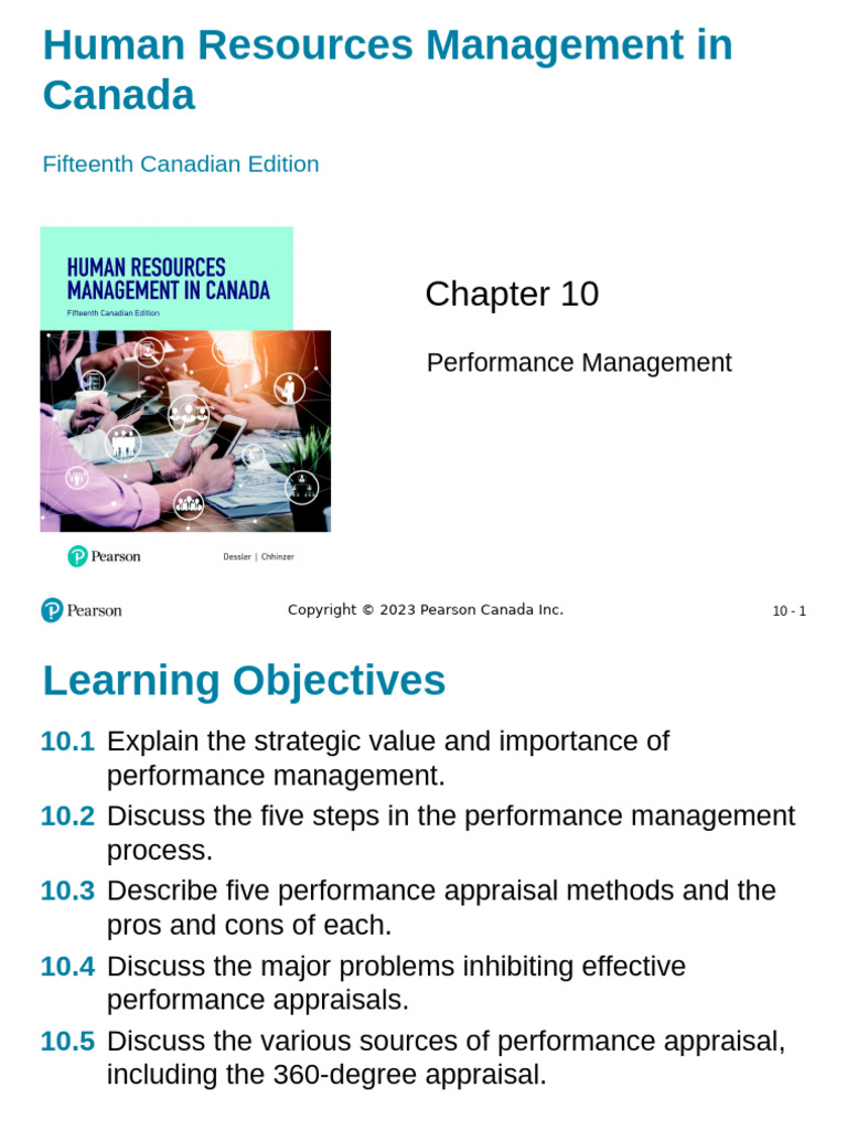 HRM in Canada - ch-10-PPT Performance Management | PDF | Performance Appraisal | Psychology