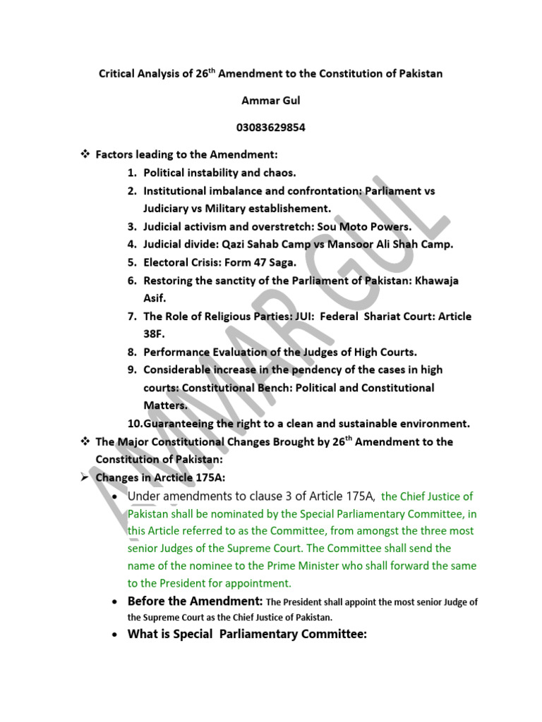 Analysis of Pakistan's 26th Amendment | PDF | Supreme Court Of India ...