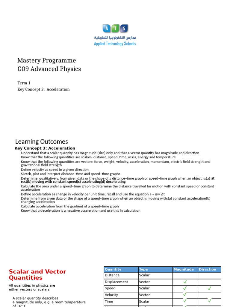 Key Concept 3- Acceleration | PDF | Acceleration | Velocity