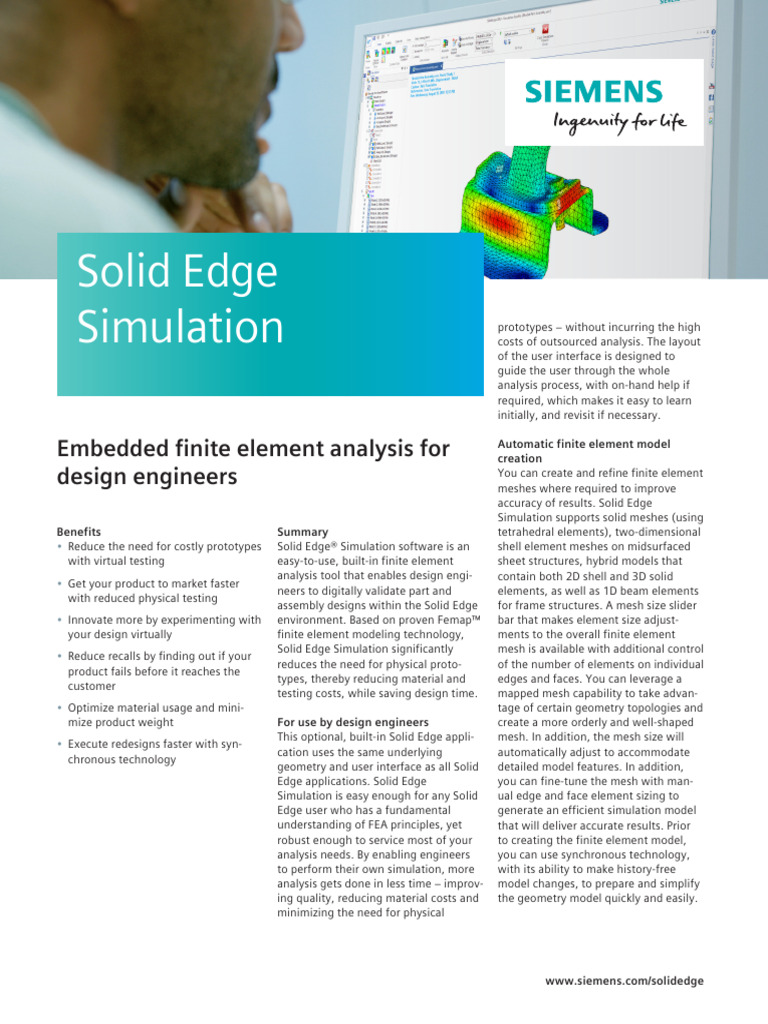 Siemens PLM Solid Edge Simulation Fs 72545 A2 1 | PDF | Simulation | Finite Element Method