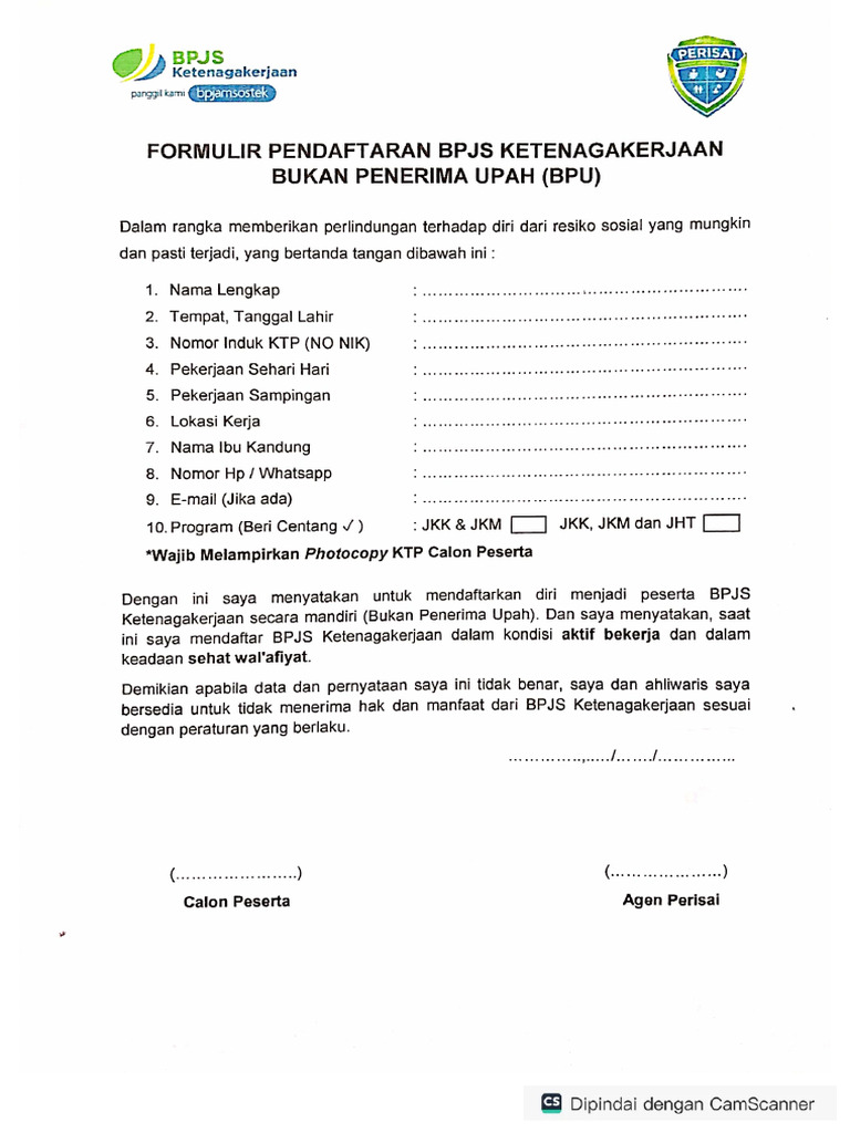 Formulir Bpjs Ketanaga Kerjaan | PDF