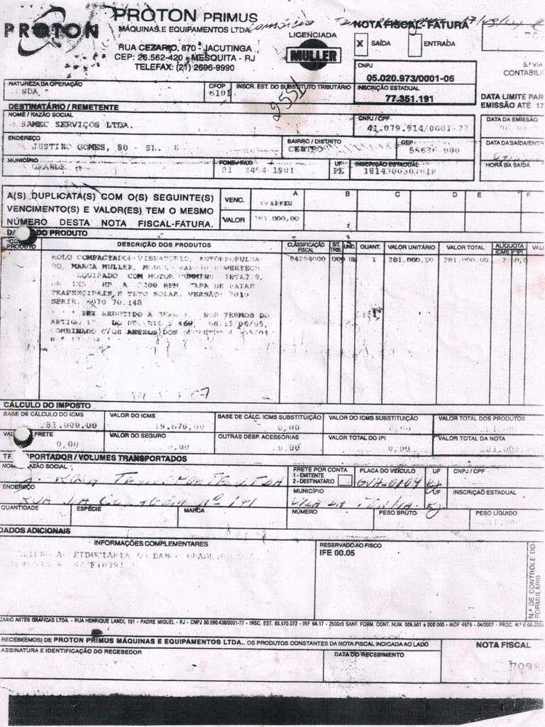 NOTA FISCAL MRO-1111 | PDF