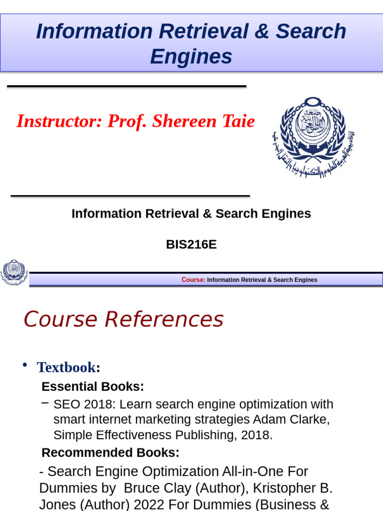 Information Retrieval - Lecture 1 | PDF | Information Retrieval | Databases
