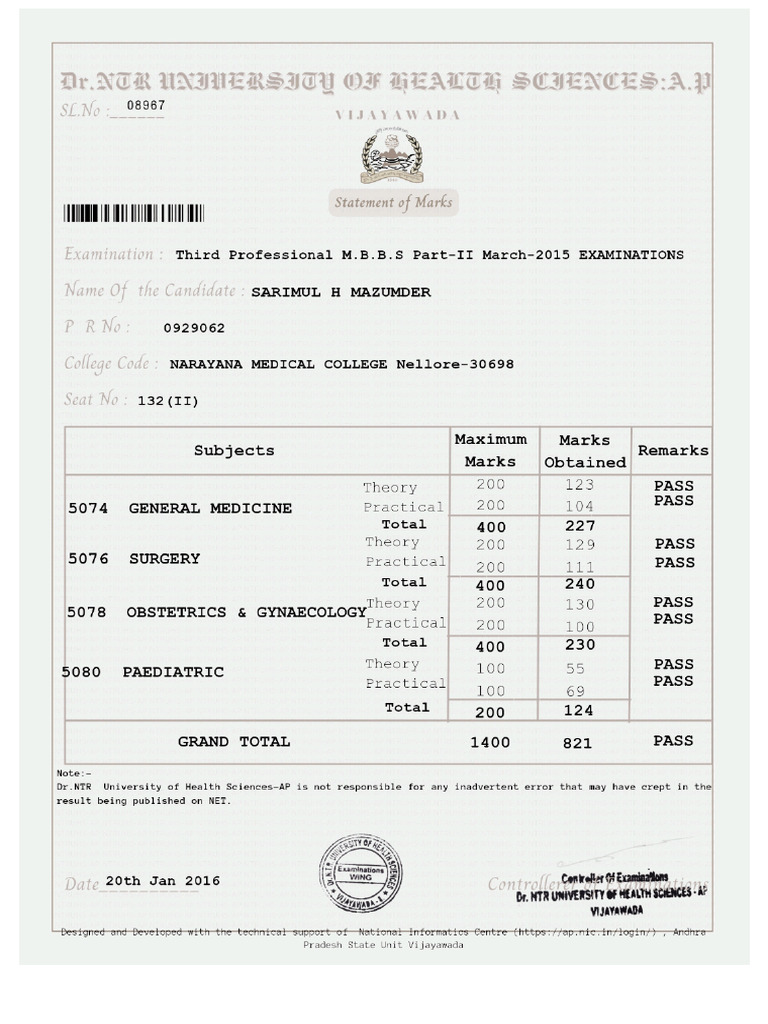 Degree Marksheet | PDF