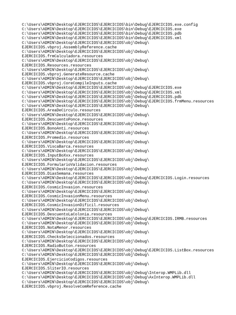 EJERCICIOS Vbproj FileListAbsolute | PDF | Informática