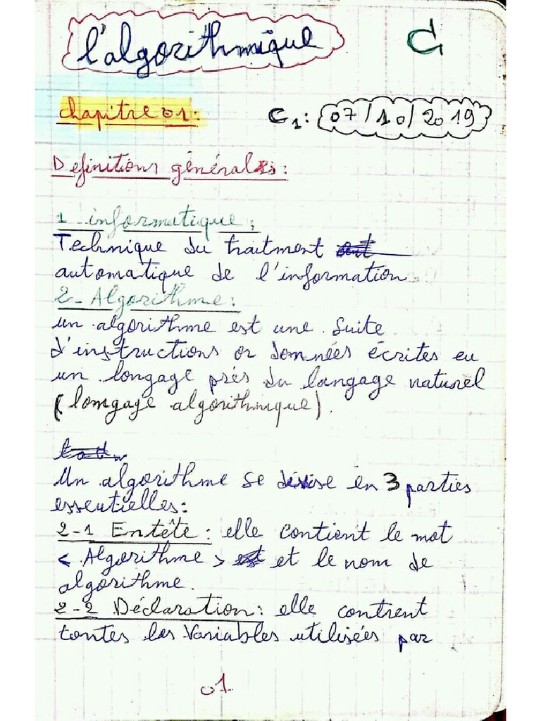 Résumé1 Algorithmique et structures de données 1 | PDF