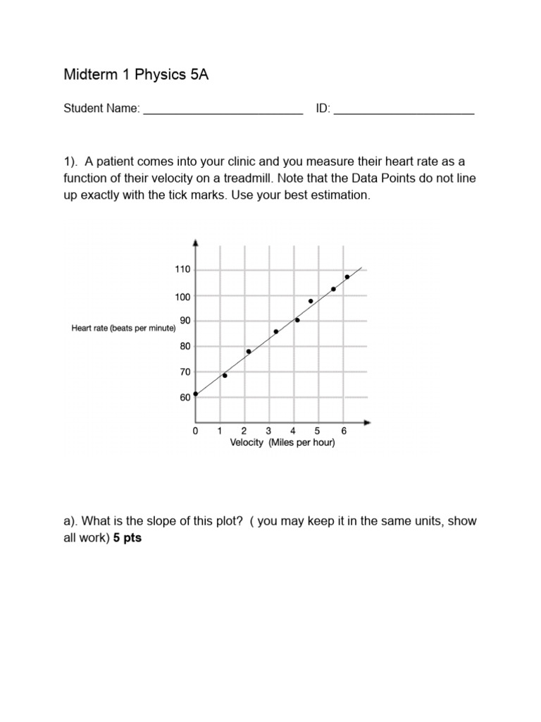 Midterm 1 Physics 5A (Version B) | PDF | Acceleration | Physical Phenomena